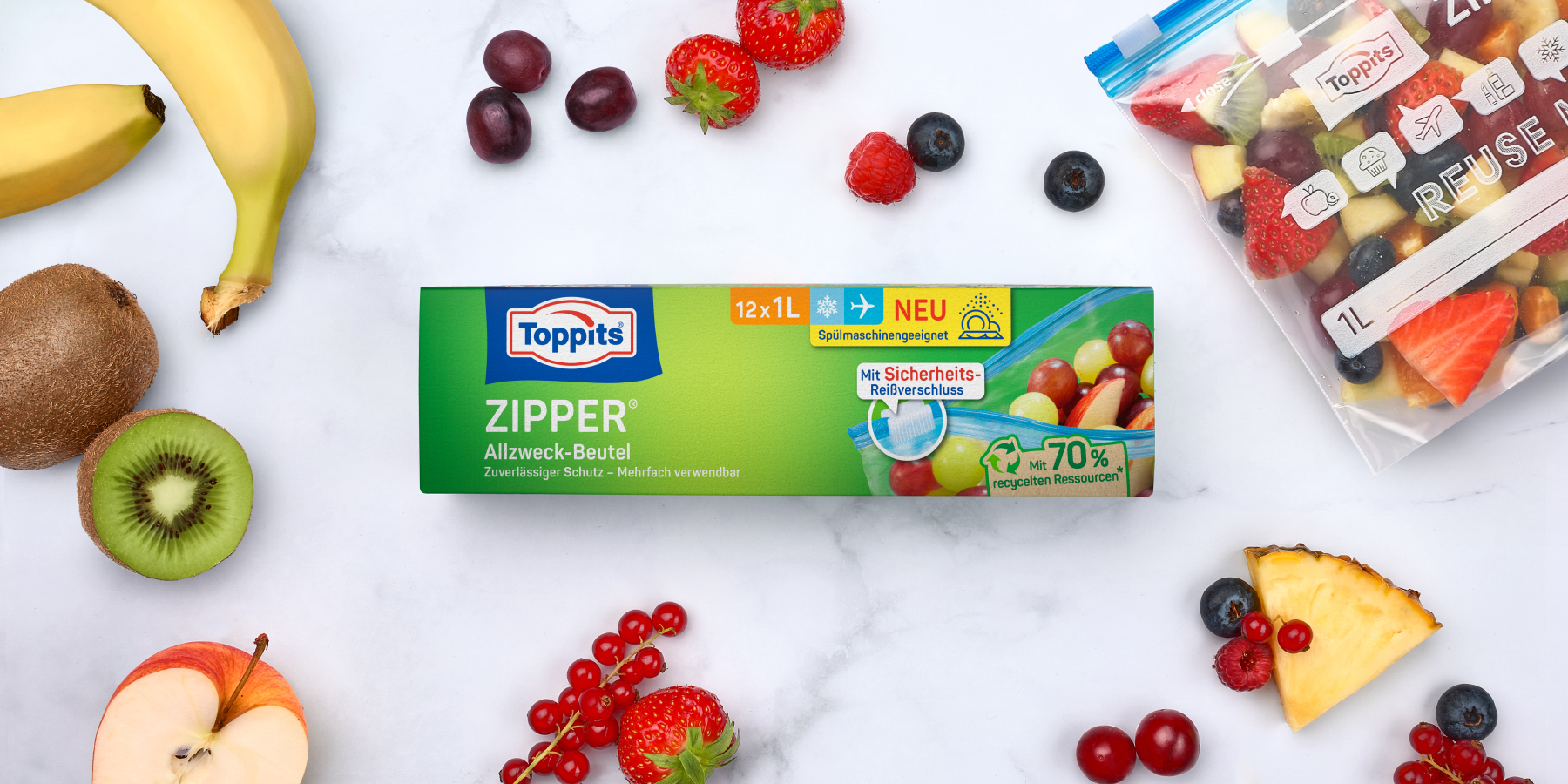 Wiederverschliessbar & wiederverwendbar: Toppits® Zipper®